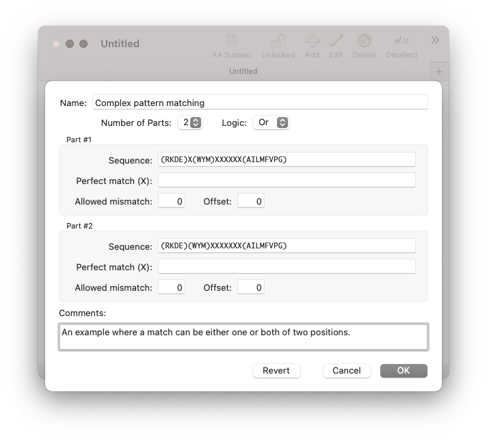 MacVector Tip: a complex subsequence pattern example.