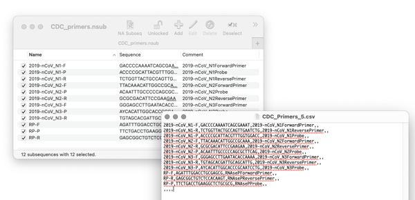 MacVector’s Primer Database – Importing primers from Excel