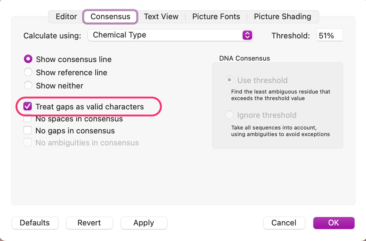 Handling Gaps in Multiple Sequence Alignment Consensus Calculations